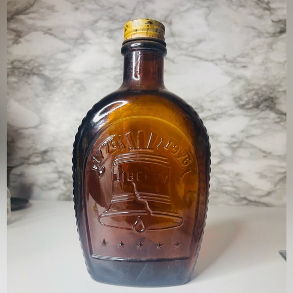 Vintage | Accents | Vintage Log Cabin Brown Glass Bottle Bicentennial ...